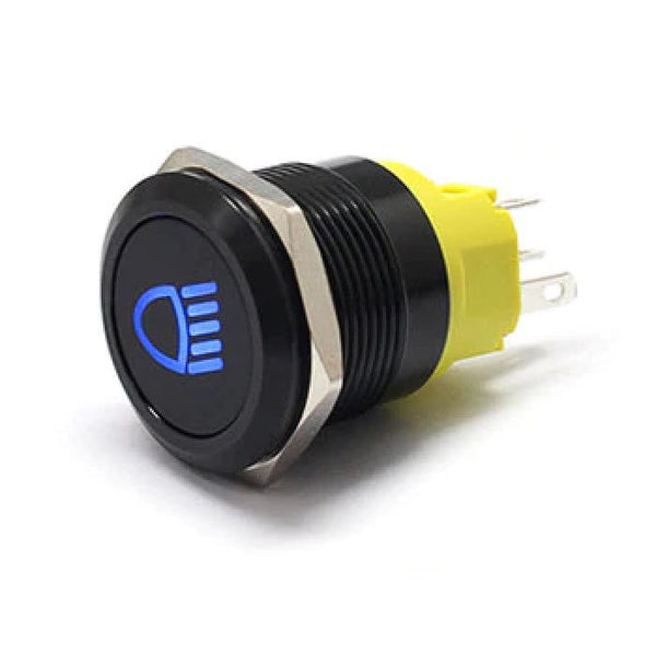 Push Button Round 22mm Main Beam Switch Black Momentary – MK Sportscars